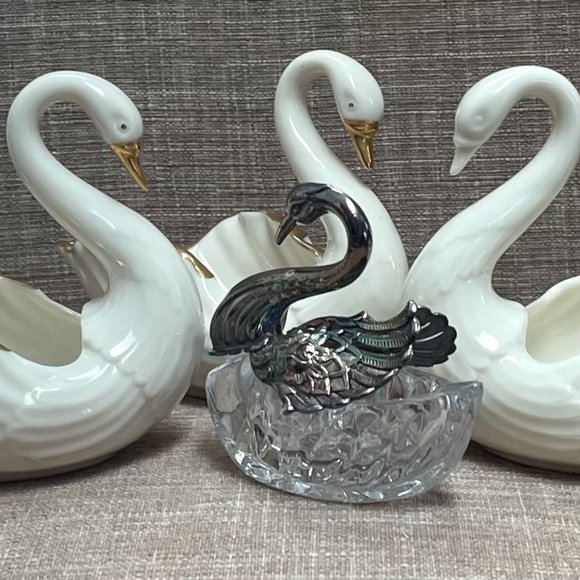Lenox | Other | New 4 Ps 3 Lenox Swans Crystal Swan W Moving Wings ...